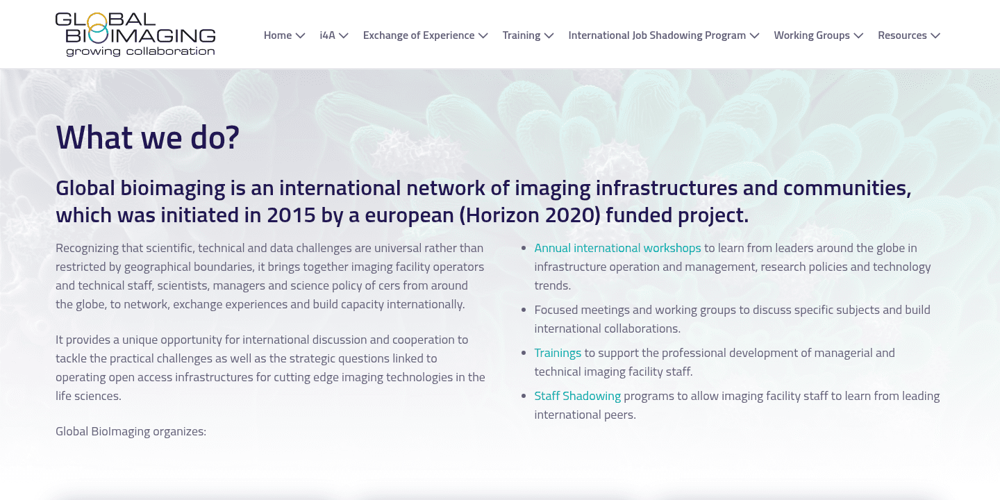 What we do? | Global BioImaging