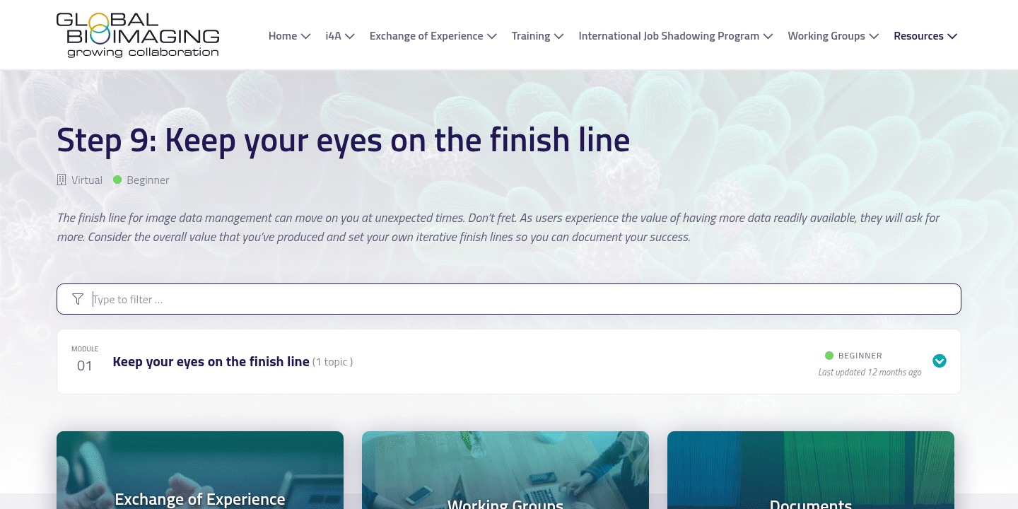 Step 9: Keep your eyes on the finish line | Global BioImaging