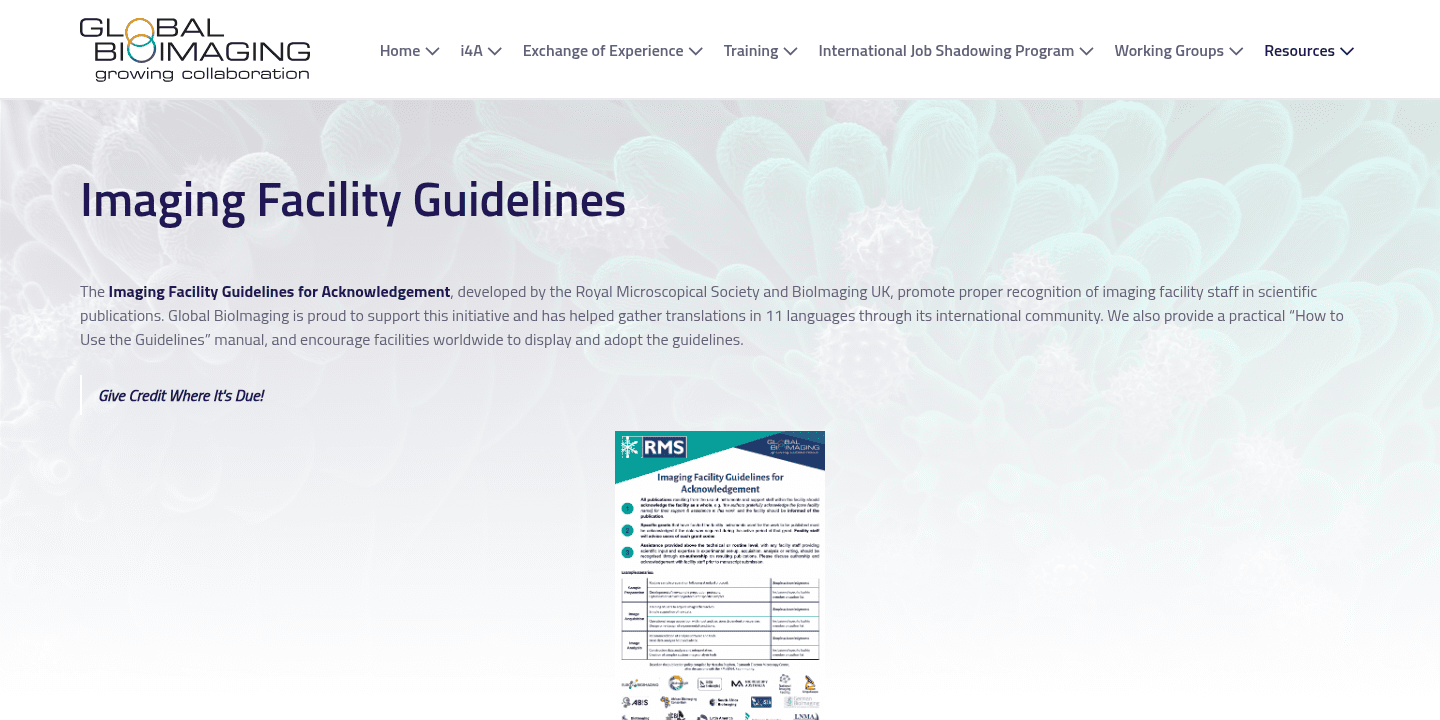Imaging Facility Guidelines | Global BioImaging