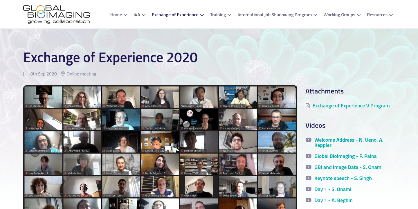 Exchange of Experience 2020 | Global BioImaging