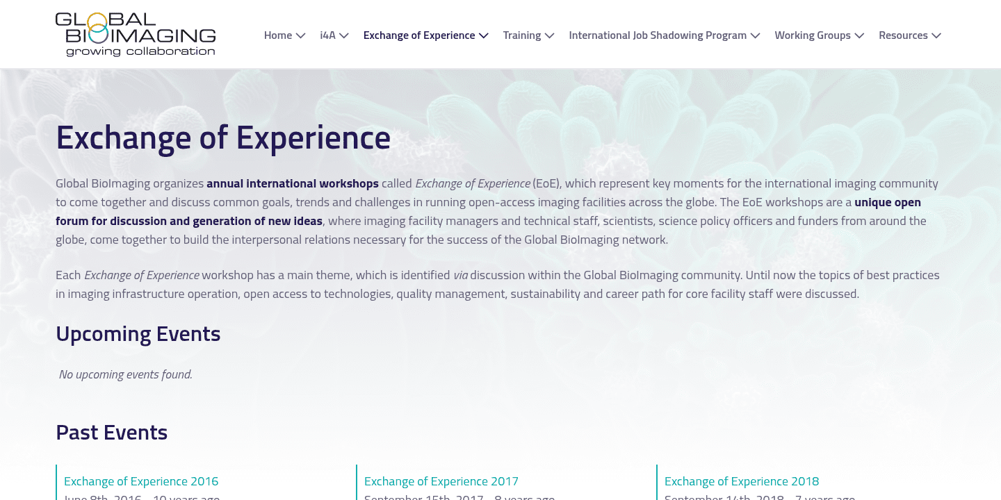 Exchange of Experience | Global BioImaging