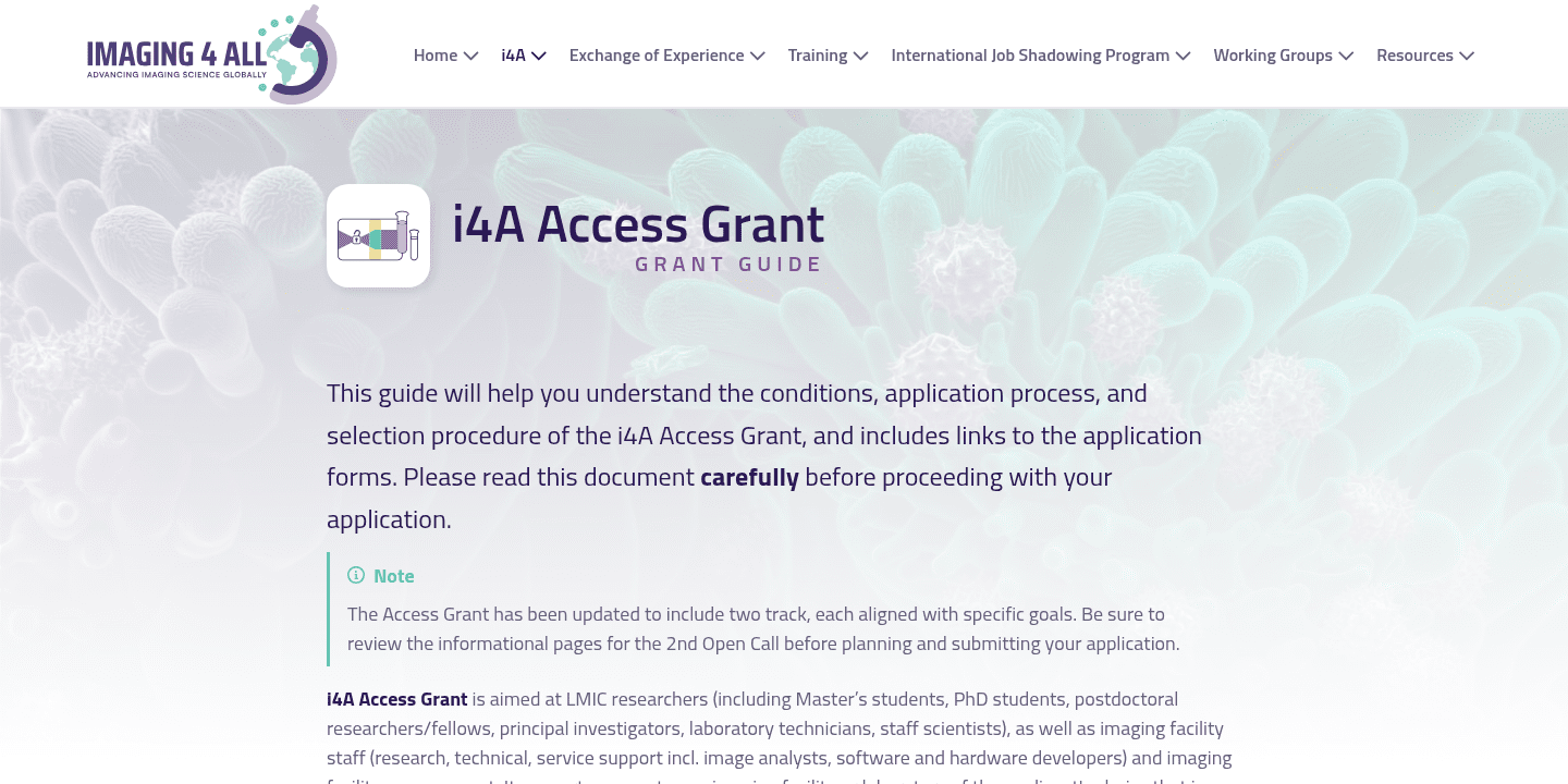 i4A Access Grant _Grant Guide_ | Global BioImaging