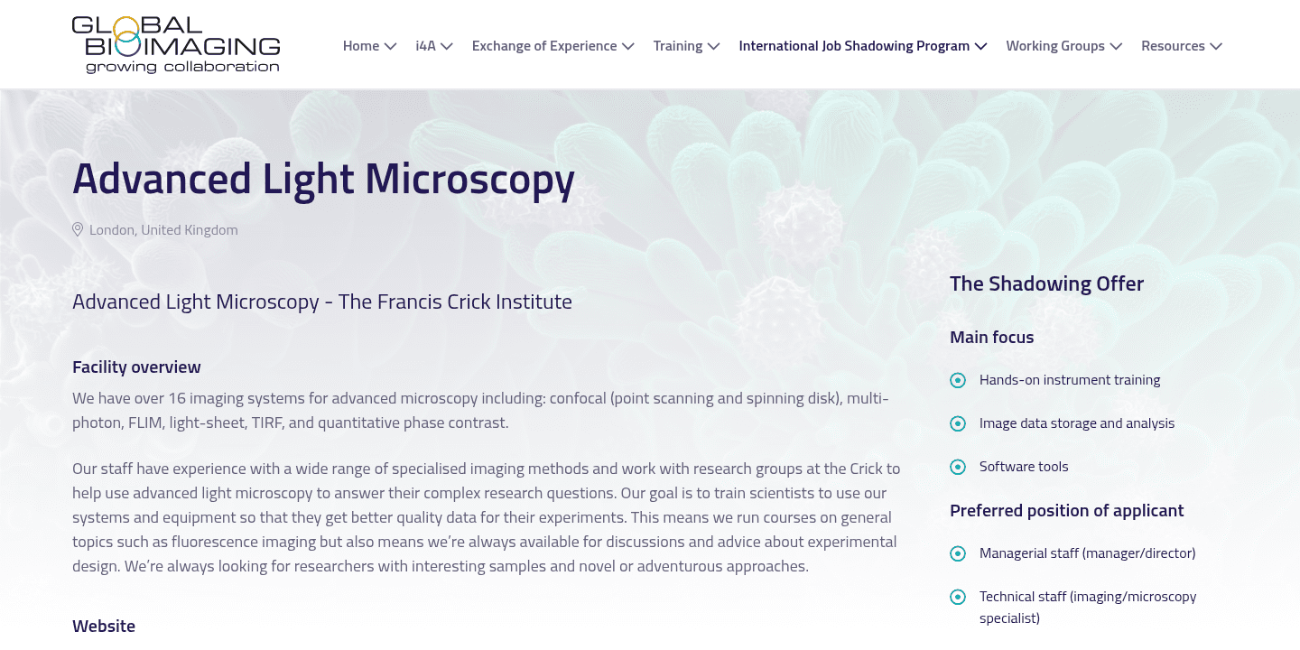Advanced Light Microscopy | Global BioImaging