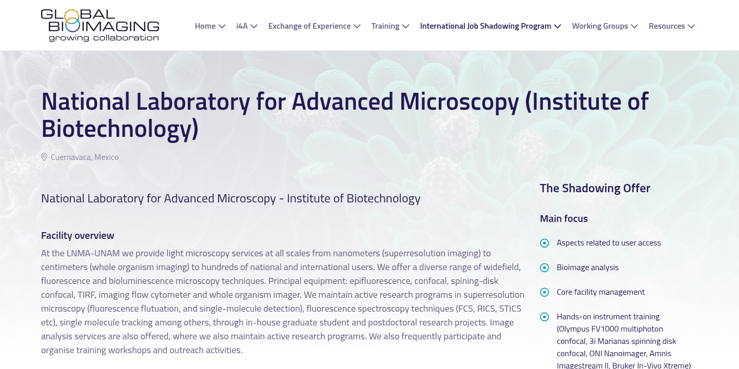 National Laboratory for Advanced Microscopy (Institute of Biotechnology) | Global BioImaging