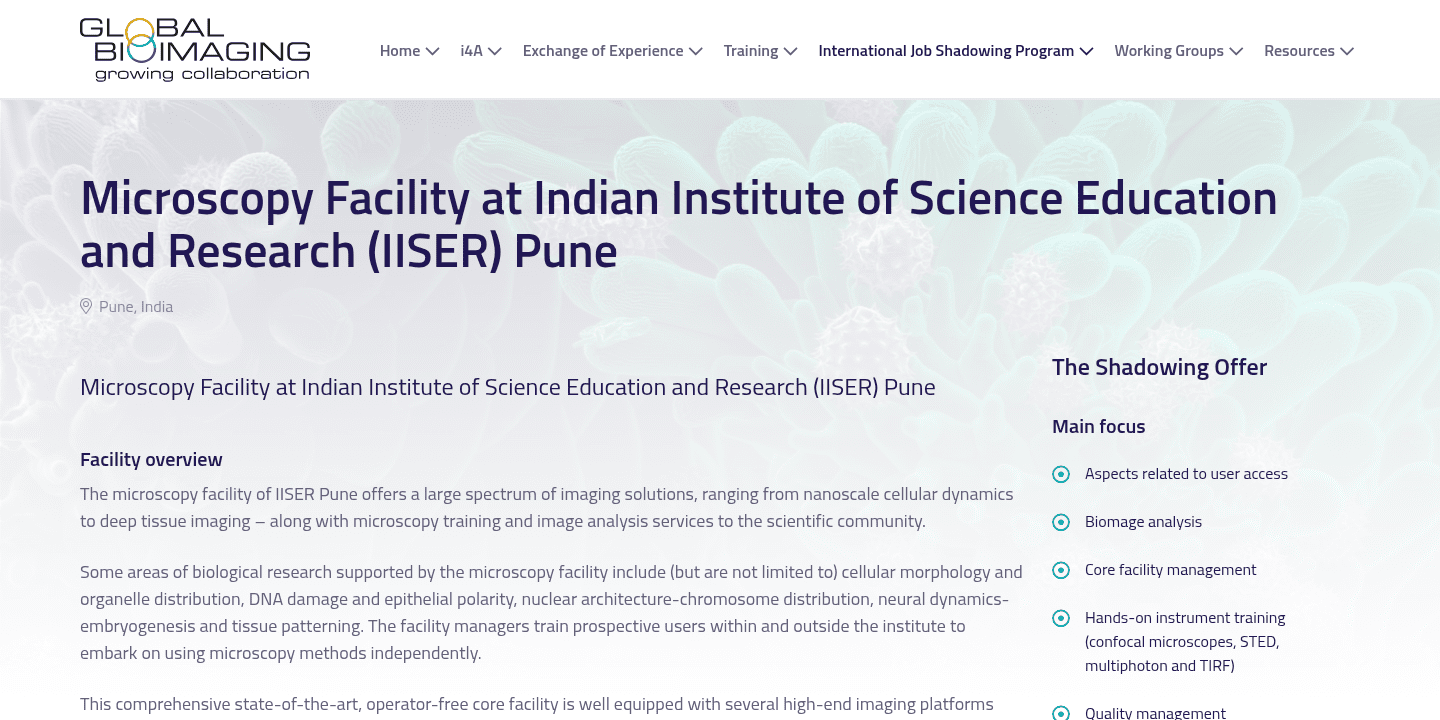 Microscopy Facility at Indian Institute of Science Education and ...