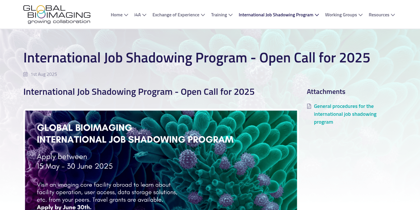 International Job Shadowing Program - Open Call for 2025 | Global BioImaging