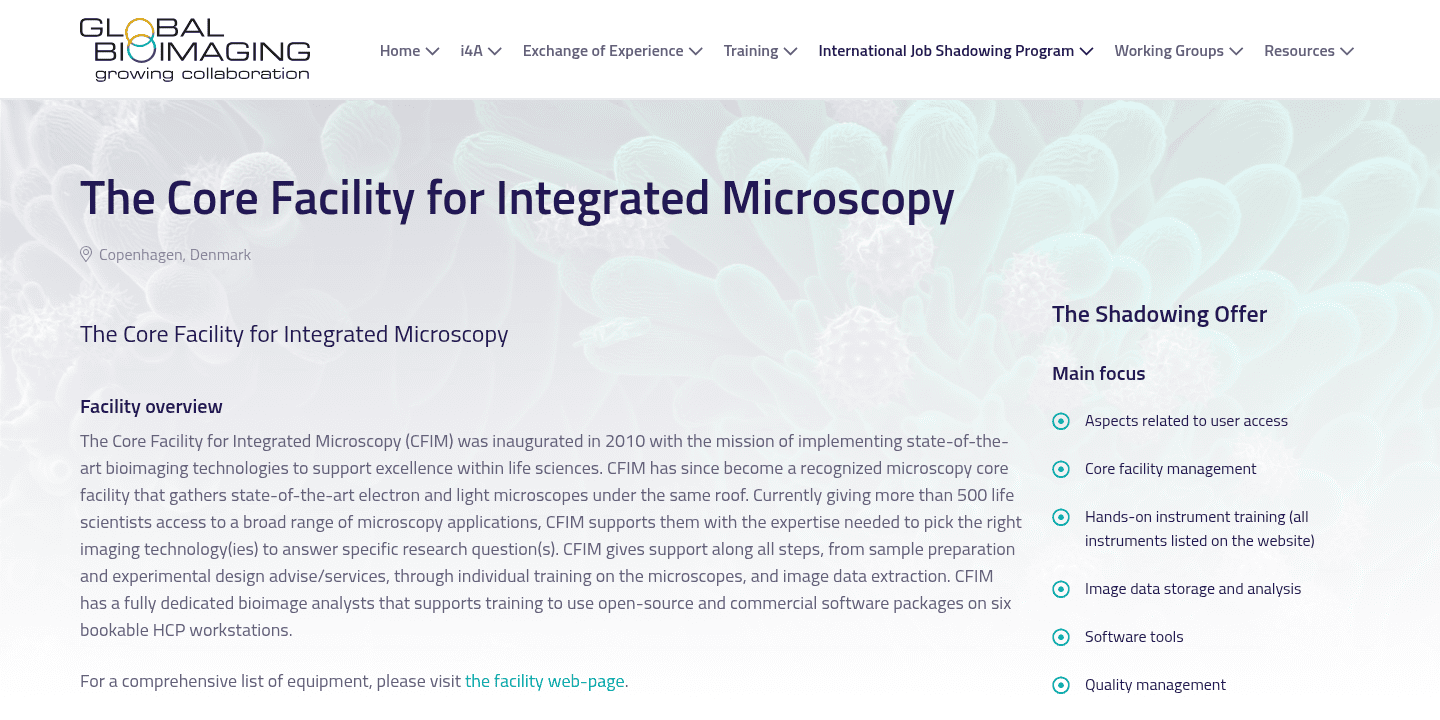 The Core Facility for Integrated Microscopy | Global BioImaging