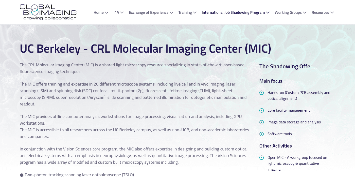 UC Berkeley - CRL Molecular Imaging Center (MIC) | Global BioImaging