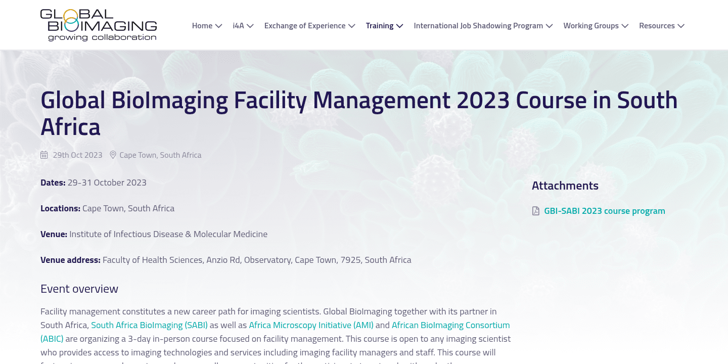 Global BioImaging Facility Management 2023 Course in South Africa ...