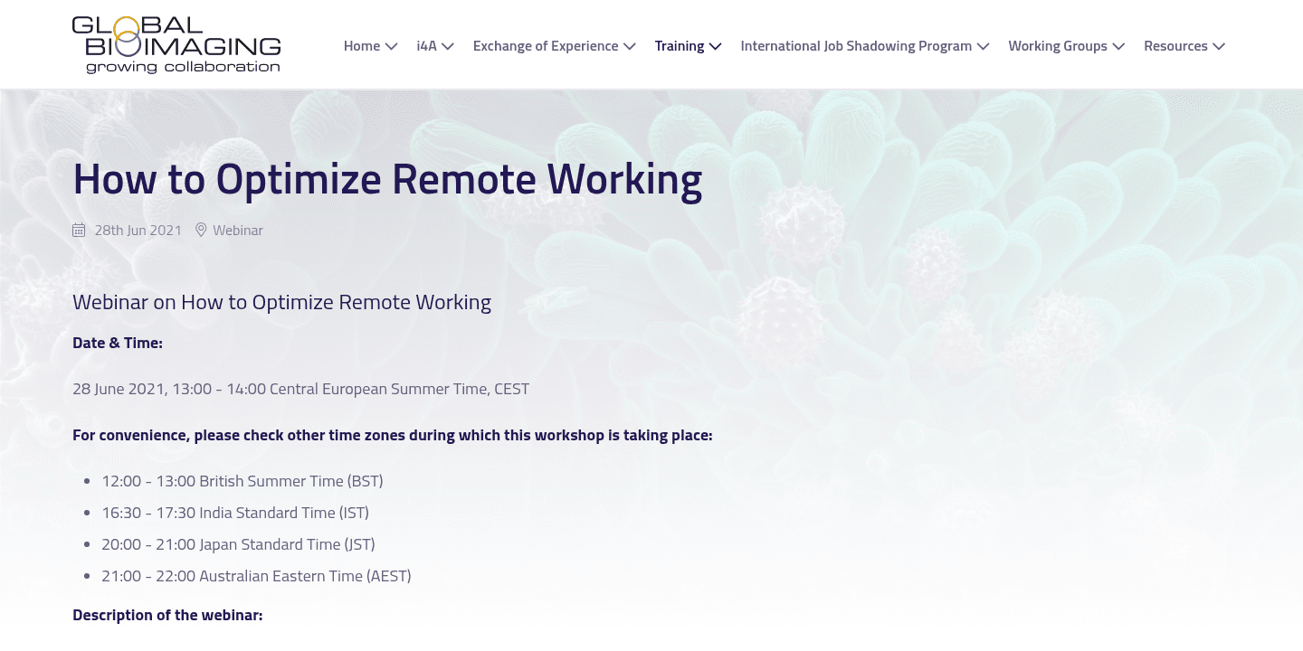 How to Optimize Remote Working | Global BioImaging