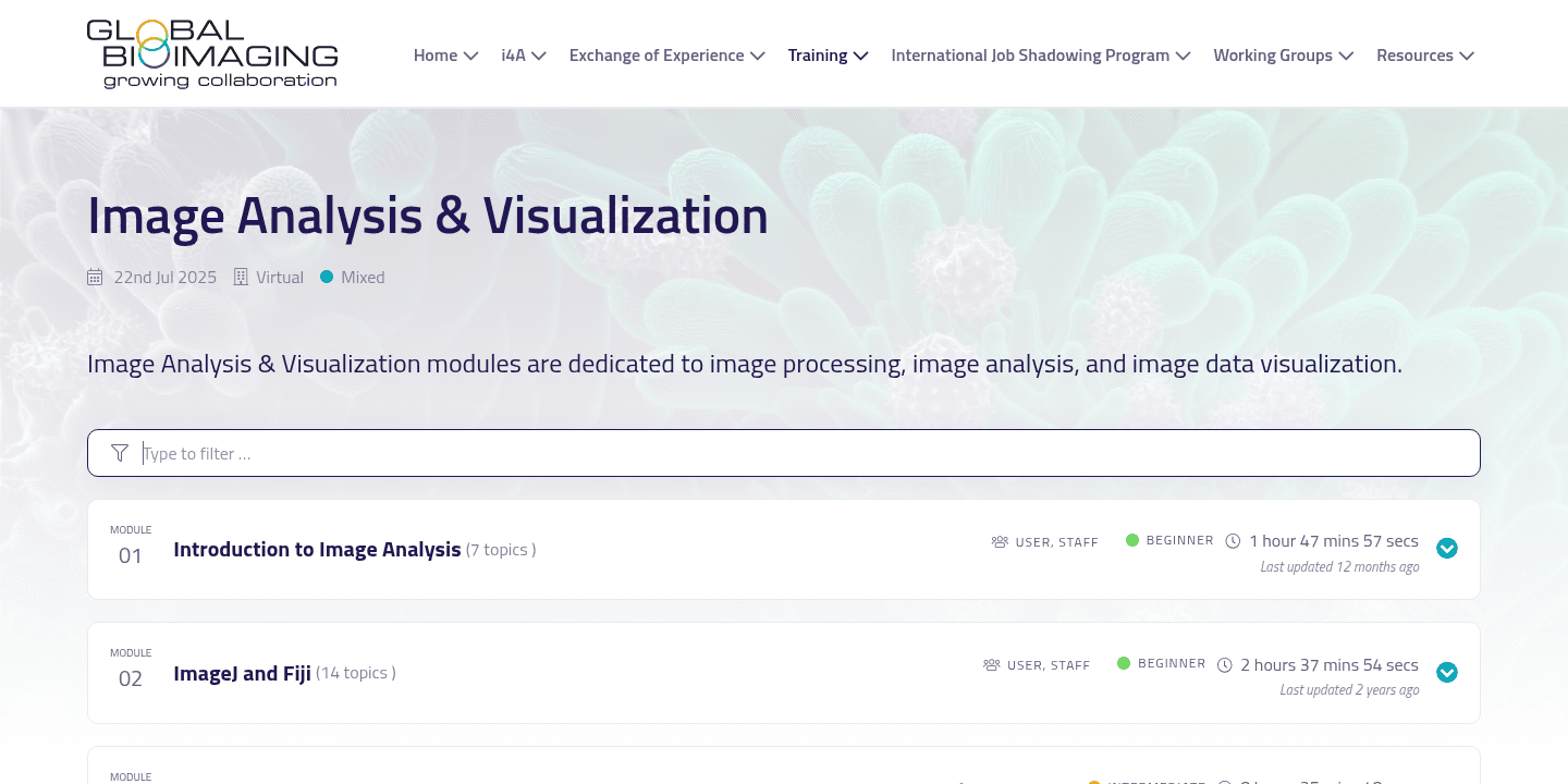 Image Analysis & Visualization | Global BioImaging