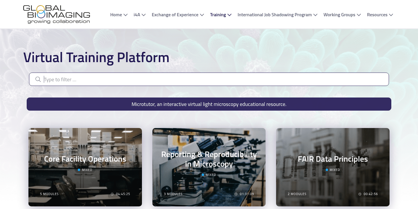 Virtual Training Platform | Global BioImaging
