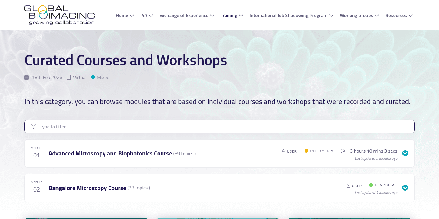 Curated Courses and Workshops | Global BioImaging