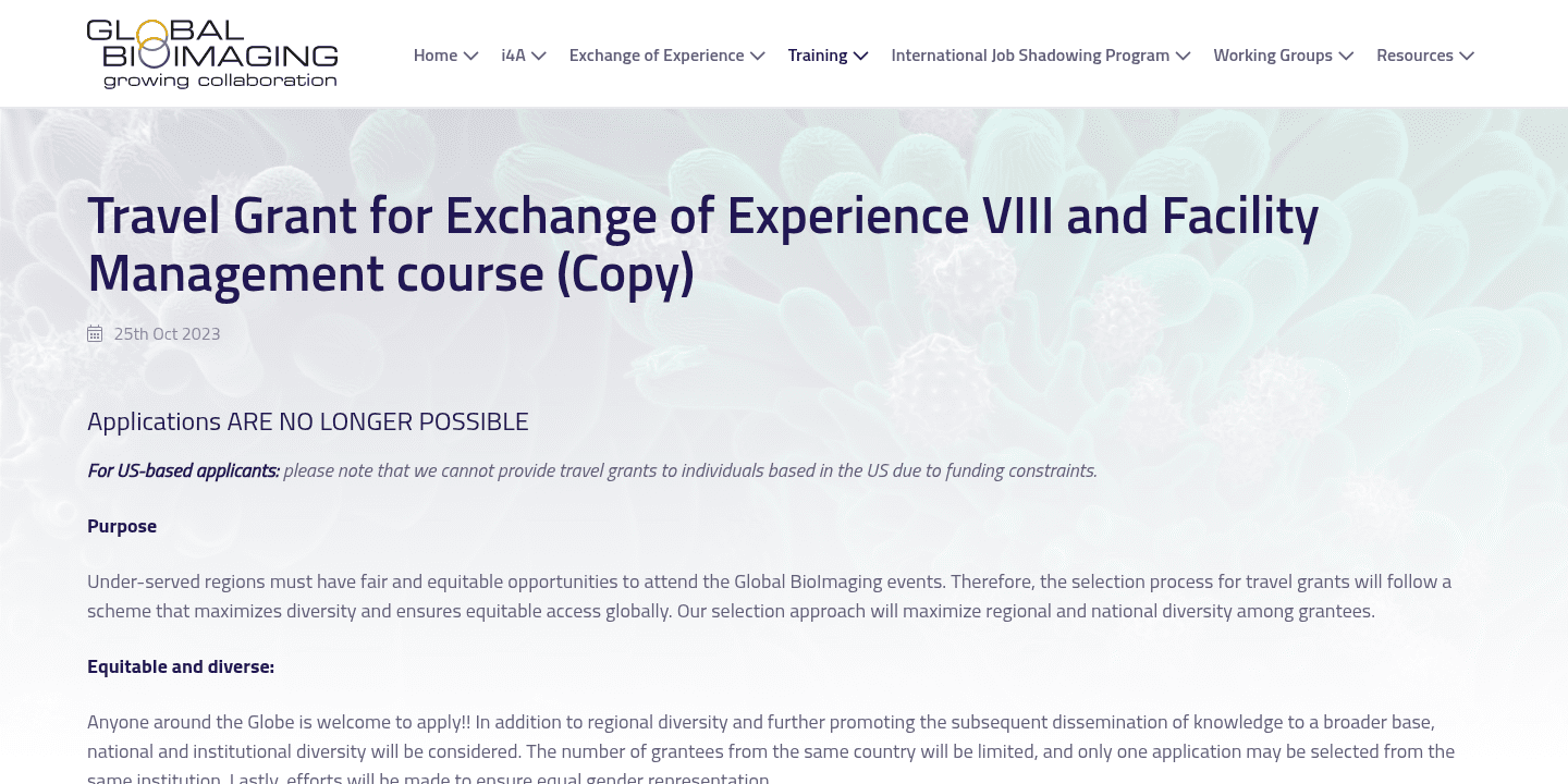 Travel Grant for Exchange of Experience VIII and Facility Management ...