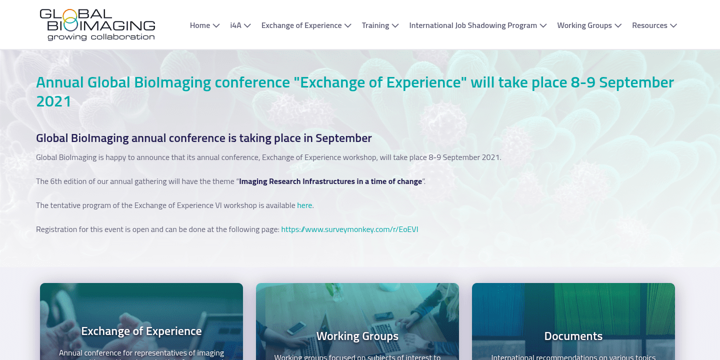 Annual Global BioImaging conference "Exchange of Experience" will take ...