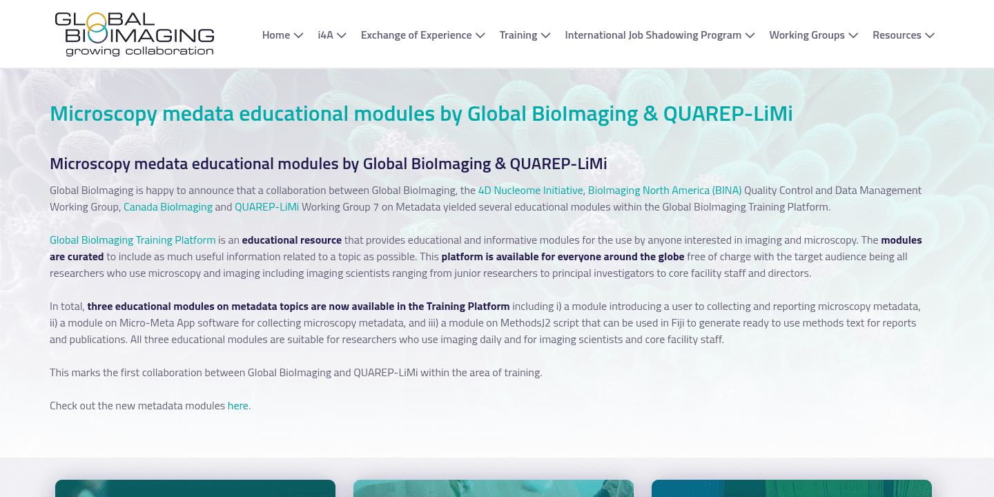 Microscopy medata educational modules by Global BioImaging & QUAREP ...