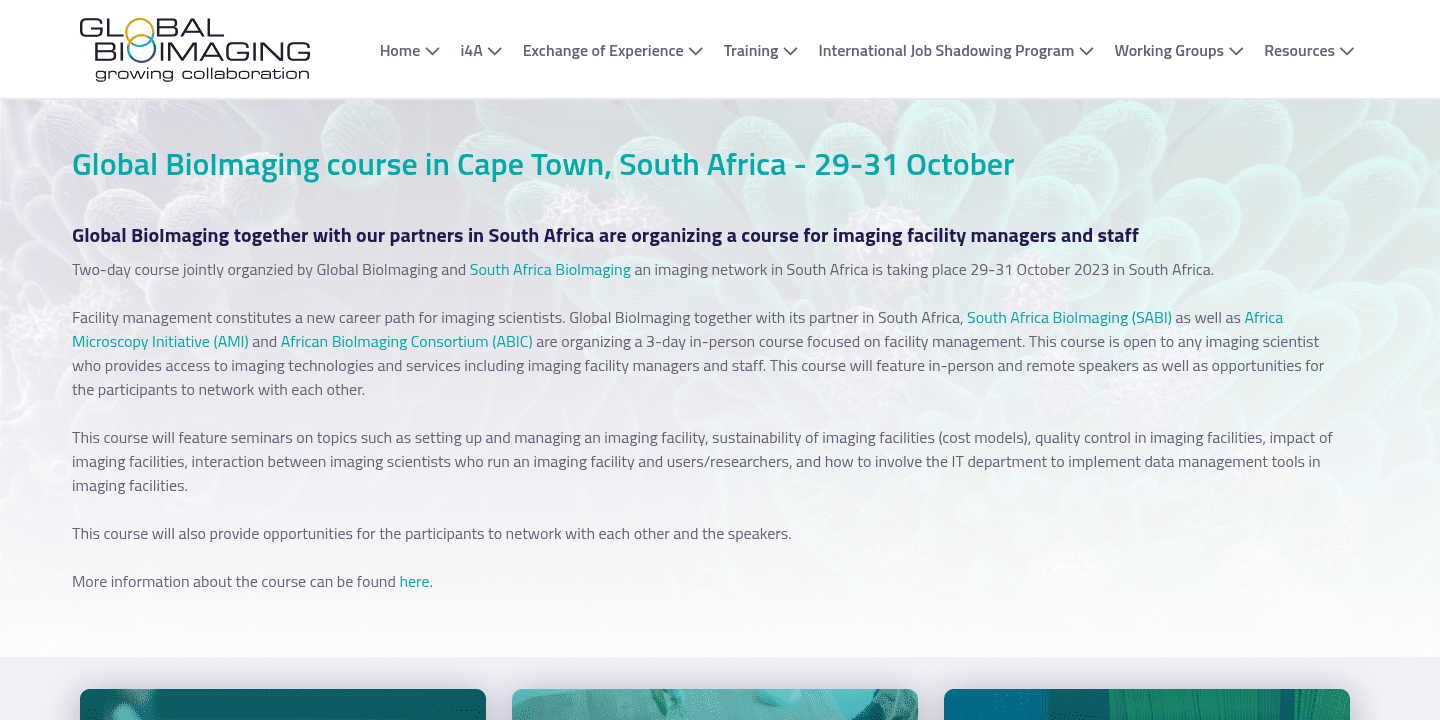 Global BioImaging course in Cape Town, South Africa - 29-31 October ...