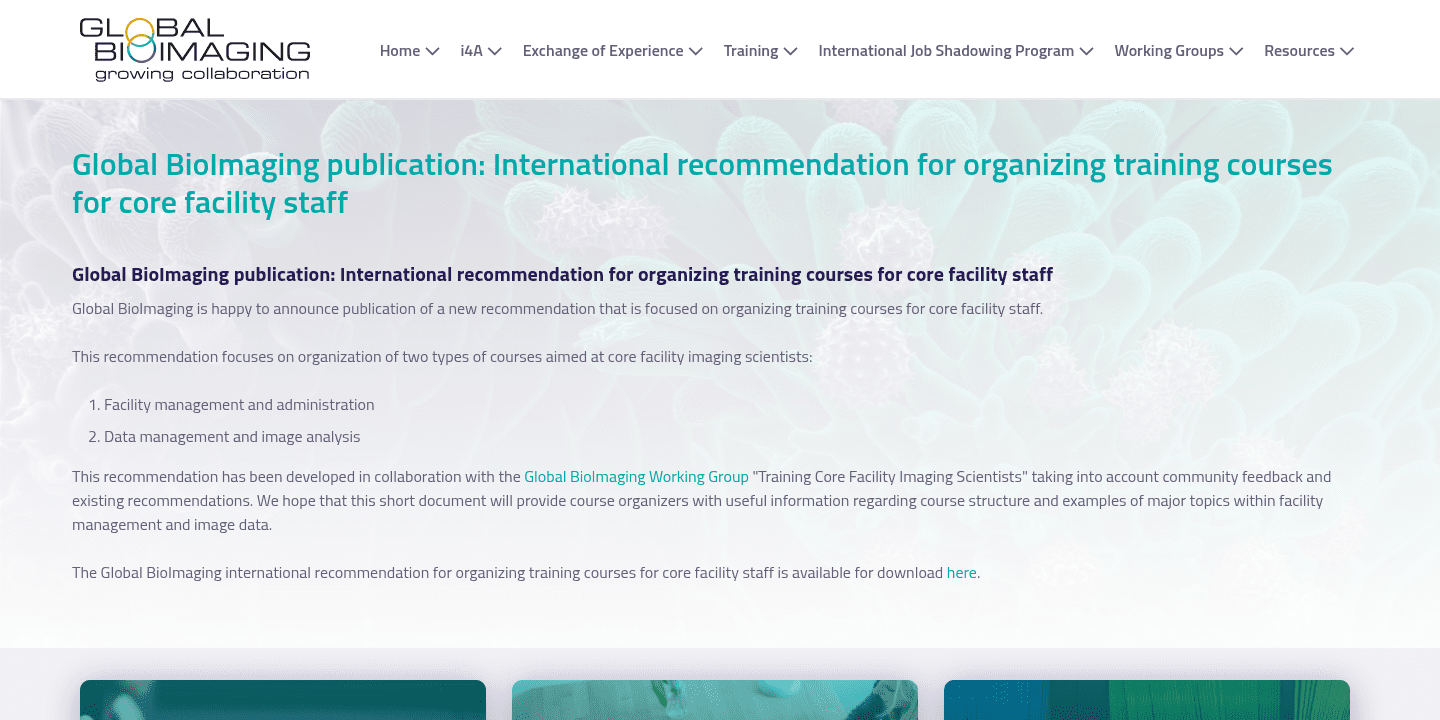 Global BioImaging publication: International recommendation for ...