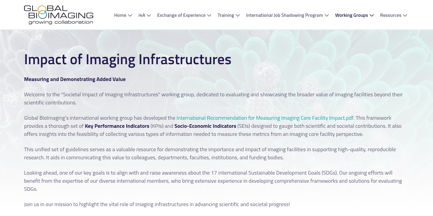 Impact of Imaging Infrastructures | Global BioImaging